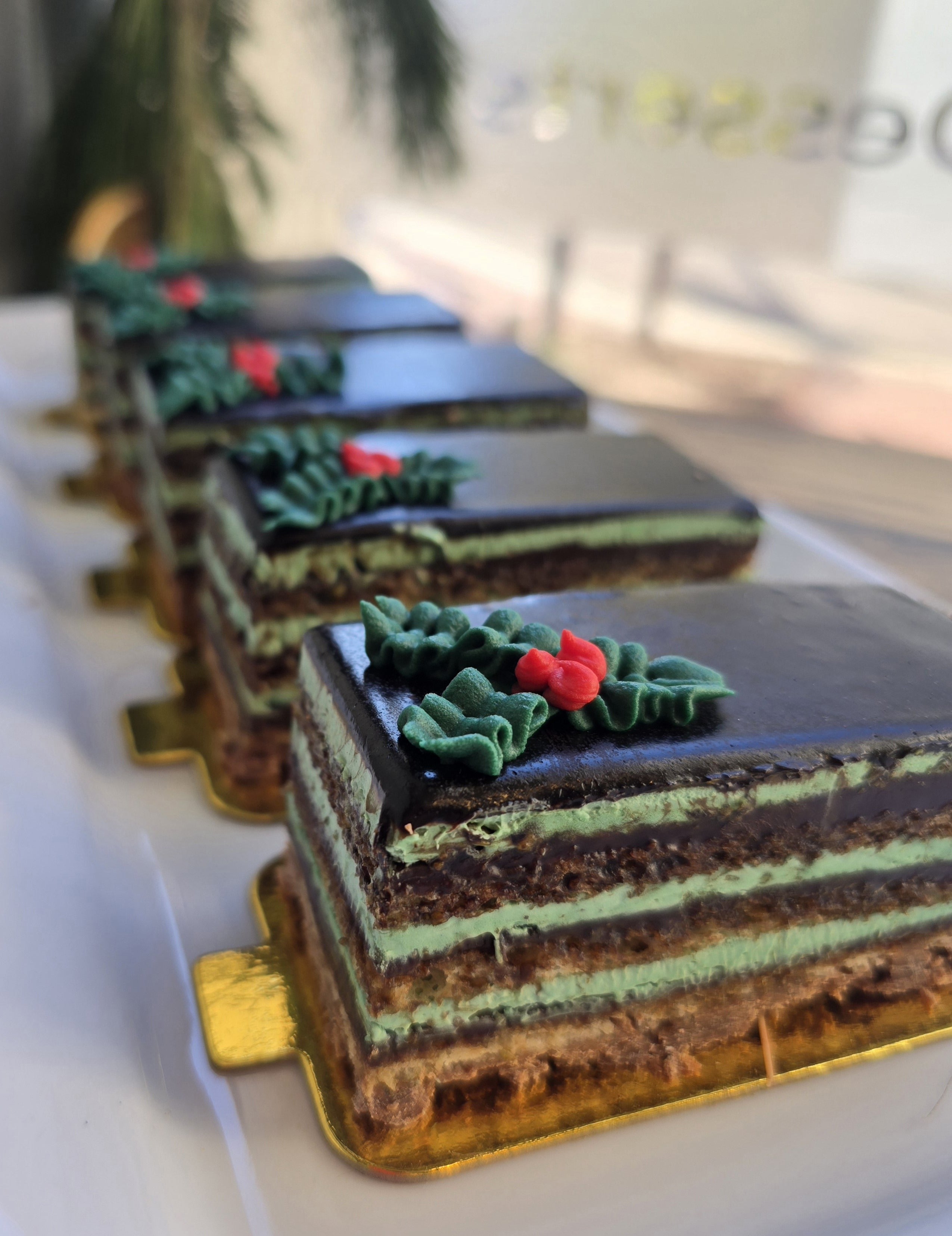 Pistachio Opera Cake | Wiltshire Pantry Bakery and Cafe Main St