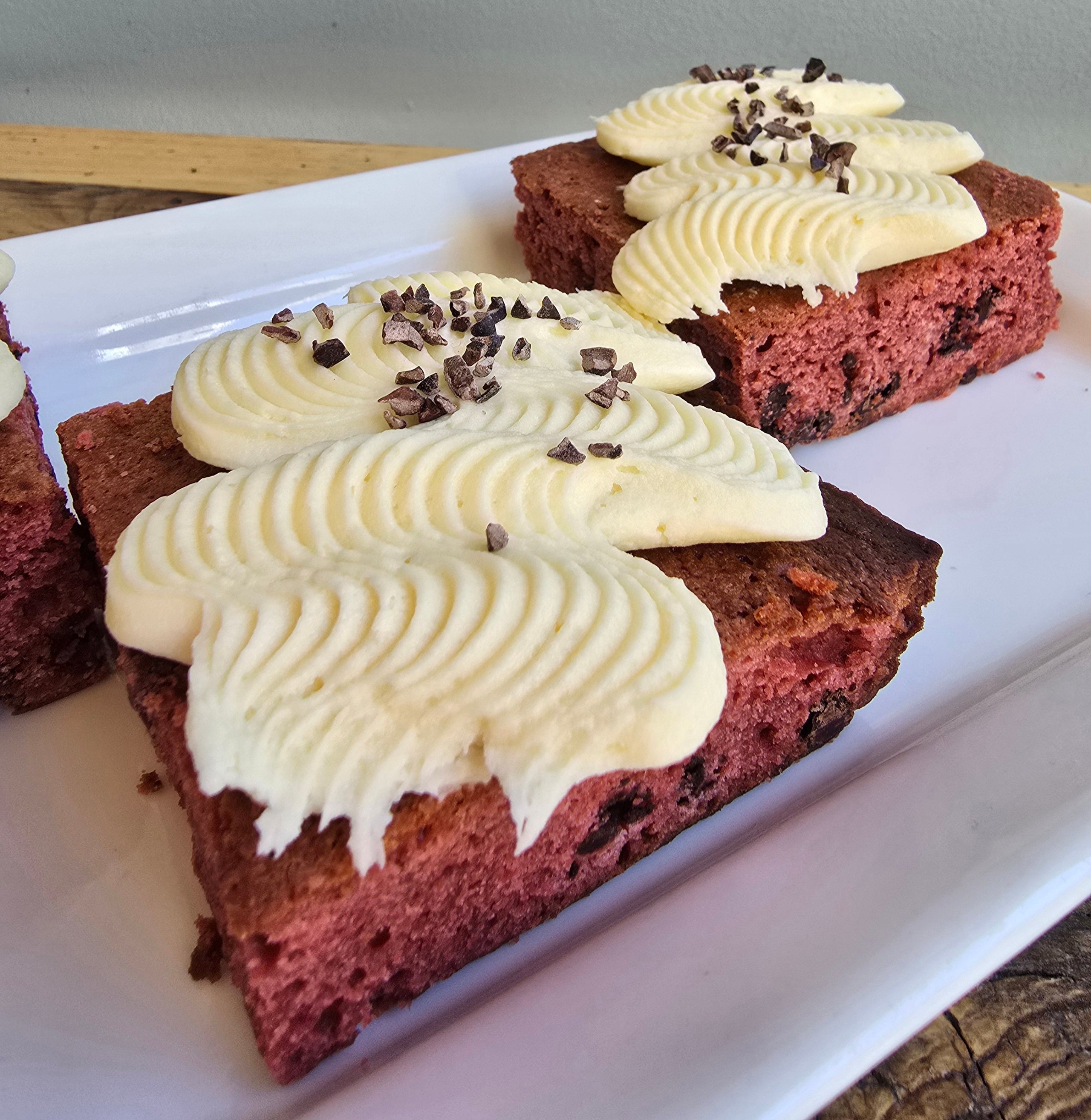 Red Velvet Bar with Chantilly and Cocoa Nibs | Wiltshire Pantry Bakery ...